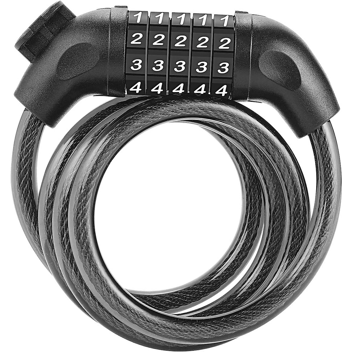 Bike Lock, 4 Feet Bike Locks Cable, High Security 5 Digit Resettable Combination Coiling Bicycle Lock, Heavy Duty Anti Theft Cable Locks