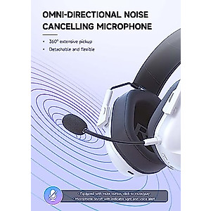 Gvyugke Captain 500 Wireless Gaming Headset, 2.4GHz USB Wireless Headset with Microphone for PS4/PS5/PC/Switch, Bluetooth 5.2 Gaming Headphones with 40H Battery, RGB Light, Ergonomic Design（White）