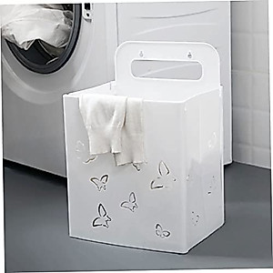 Cabilock Clothes Hamper for Cloth White Bedroom Household Mount Laundry Bag Baskets Foldable Organizer Wall Storage Plastic Multi-Function Hanging Collapsible Sorter Home Organization