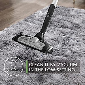 Vocrite Fluffy Rug for Bedroom, Gray 4'x6' Furry Shag Area Carpets, Anti-Slip Plush Shaggy Fur Throw Rugs for Kids Girls Nursery Dorm Living Room Classroom Home Decor,Tie Dyed Light Grey