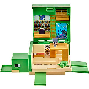 Minecraft Transforming Turtle Hideout, Authentic Pixelated Video-Game Role Play, Electronic, Action Toy to Create, Explore and Survive, Steve, Turtle, Collectible Gift for Fans Age 6 Years and Older