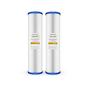 Max Water 20 x 4.5 inch Whole House Pleated Sediment Water Filter - 10 Micron - Compatible with 20" BB Whole House Water Filtration Systems