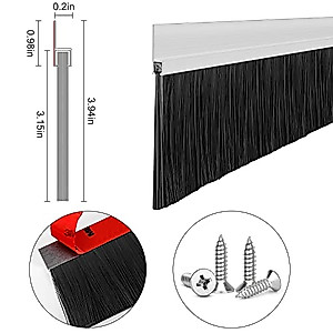 2 Pack Door Draft Stopper, Cuttable Under Door Seal 39” Length, Strong Adhesive Door Sweep for Exterior and Interior Doors（Aluminum）