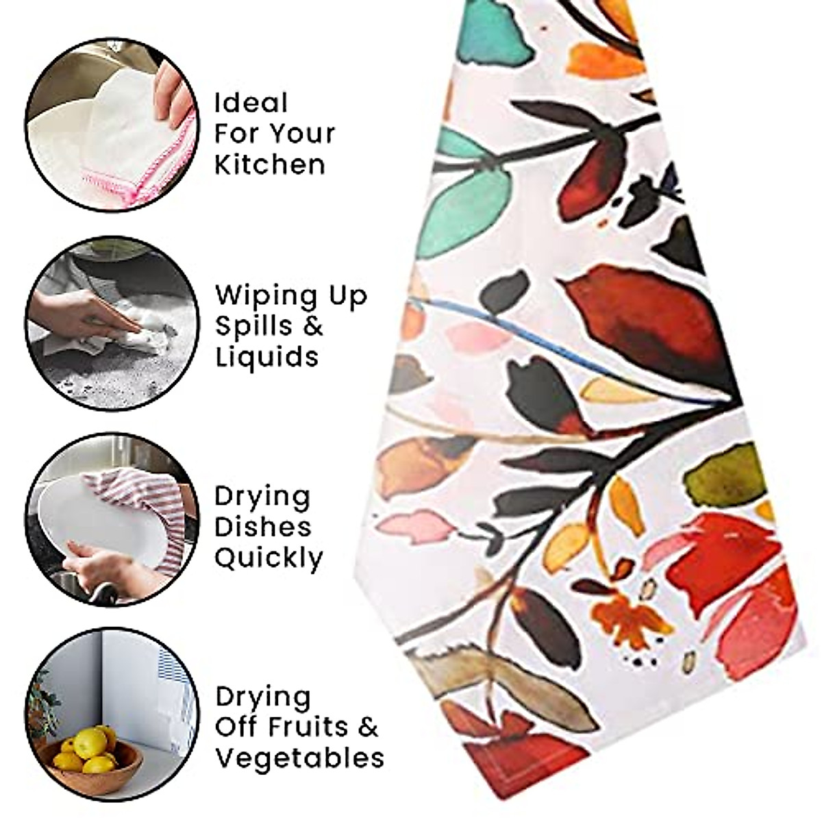 Cotton Carnival Kitchen Towels, Printed Kitchen Dish Cloth, 100% Ring Spun Cotton Tea Towels, Super Absorbent Dish Towels of Size 17.7X27.5in Autumn Leaves Printed Ultra Soft Kitchen Towels Set of 3
