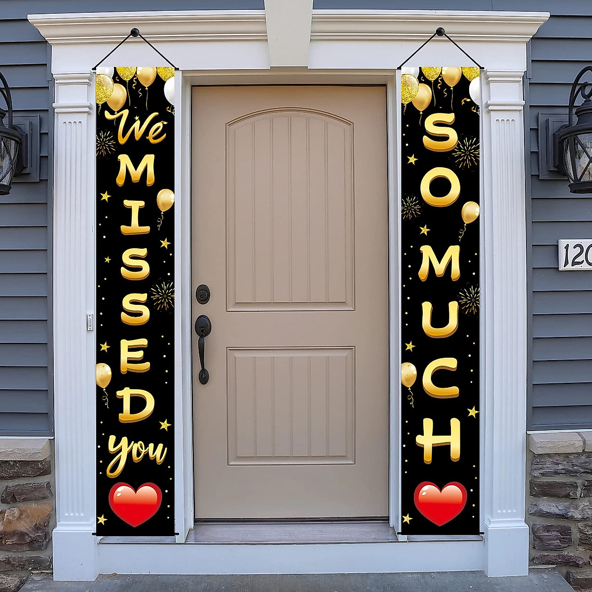 Pimvimcim Welcome Home Decorations We Missed You So Much Door Banner, Welcome Back Home Family Porch Sign Party Supplies, Patriotic Military Homecoming Army Deployment Returning Back Backdrop Decor