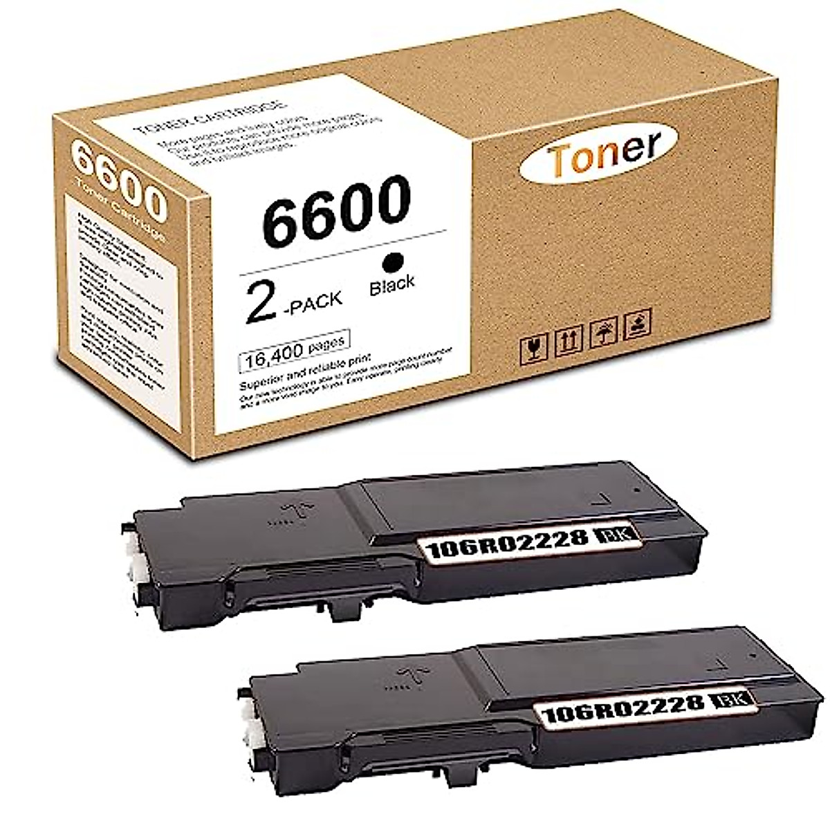 6600 Compatible 106R02228 Black Toner Cartridge Replacement for Xerox Phaser 6600 WorkCentre 6605 Printer Toner.(2Pack)