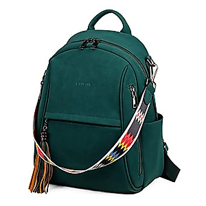 FADEON Small Backpack Purse for Women, Leather Handbags Designer Cute Roomly Ladies Shoulder Bag with Tassel