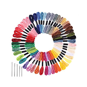Mr. Pen- Embroidery Floss, 50 Skeins, Rainbow Colors Embroidery Thread with 5 Needles, Cross Stitch Thread, Friendship Bracelet String, Thread for Bracelet Making, Craft String, Strings for Bracelets