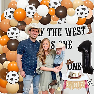 How The West Was One Birthday Decorations, Cowboy First Birthday Decorations, Balloon Arch, Black Number 1 Balloon, How The West Was One Birthday Banner, One High Chair Banner, Cake Topper
