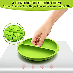 Glamel Baby Plates - Toddler Plates with Suction, Divided suction plates for baby for Toddlers, 100% Silicone, Microwave & Dishwasher Safe | 3 Pack - silicone plates for baby