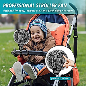 YKLWORLD Mini Baby Stroller Fan, Portable Fan Clip On with Flexible Tripod, USB or Battery Operated Handheld Personal Fan 3 Speeds Car Seat Fan for Desk Crib Bike Treadmill Travel Camping - Black