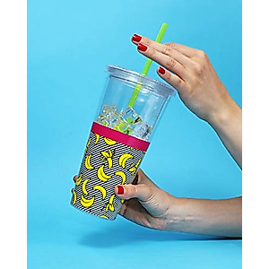 Mustard Banana Double Wall Plastic Straw Cup, 20oz, 568ml, Large