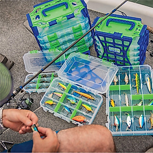 Lure Lock LL1T-1101 Large Thin Box - 1Cavity w/Ocean Blue Tak Logic Liner, Clear w/Green Accent