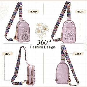 APHISON Small Sling Bag Fanny Packs Cell Phone Purse Vegan Leather Crossbody Bags for Women Chest Bag with Adjustable Strap Purple