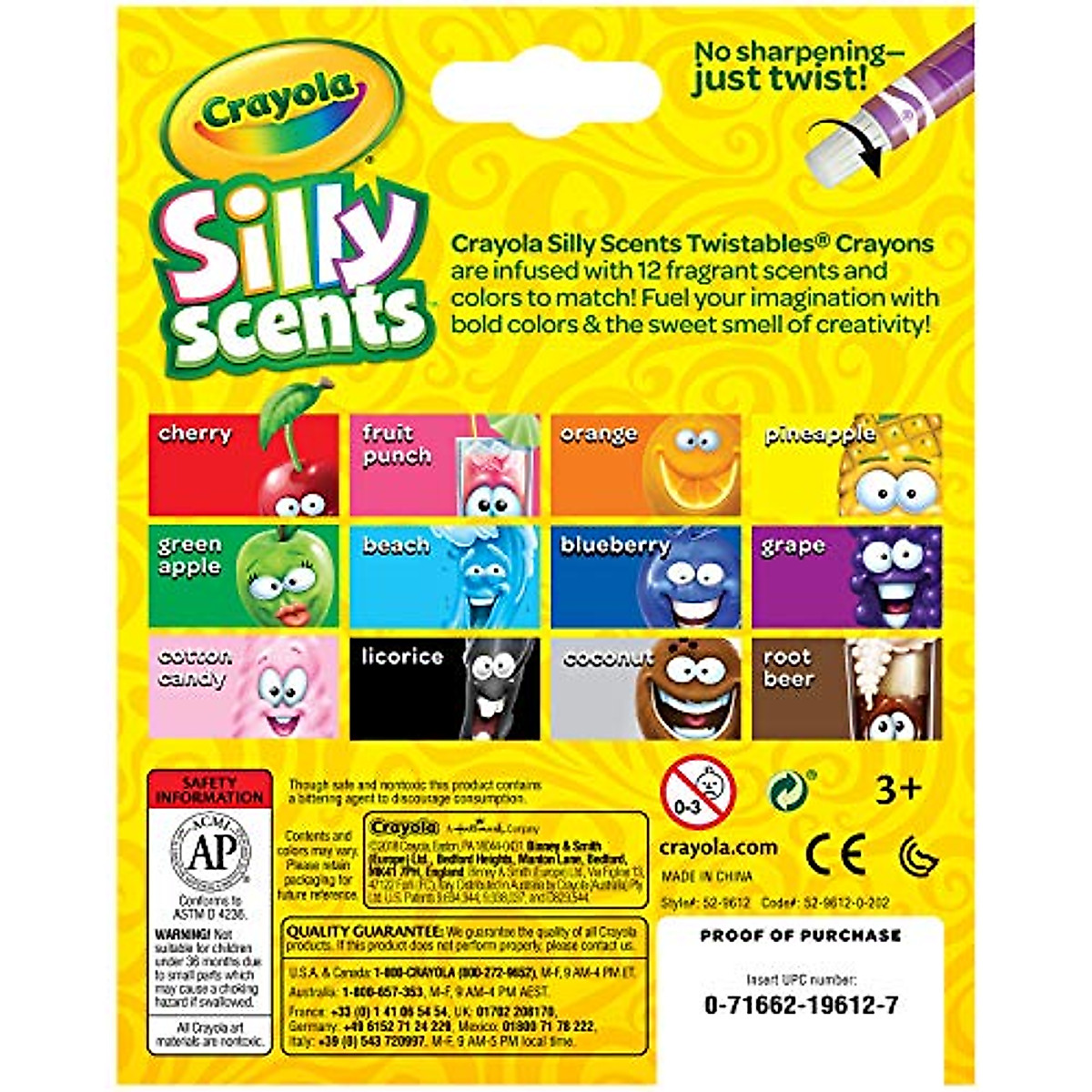 Crayola Silly Scents Twistables Crayons, 12 Count, Coloring Supplies, Gift for Kids