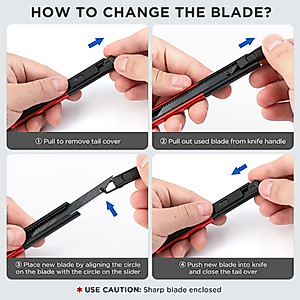 WORKPRO Premium Utility Knife Retractable Snap-off Blade, Heavy Duty Aluminum Box Cutter Set, Razor Knife Exacto Craft Knives, with 10 Extra 9mm Blades, Pack of 5