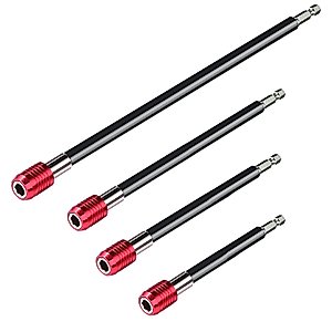 Drill Bit Extension Set,4Pcs Magnetic Drill Screwdriver Bit Holder Bar Chuck Adapter Extender 1/4 inch Hex Quick Release Bit Holder for Impact Driver Screws Nuts Drill