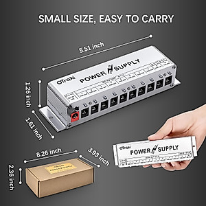OTraki Guitar Pedal Power Supply 10 Individual DC Output Interfaces Pedal Power Supplies for 18V 12V 9V Effect Pedal Power Supply with Smart Short Circuit and Over Current LED Indicate, White