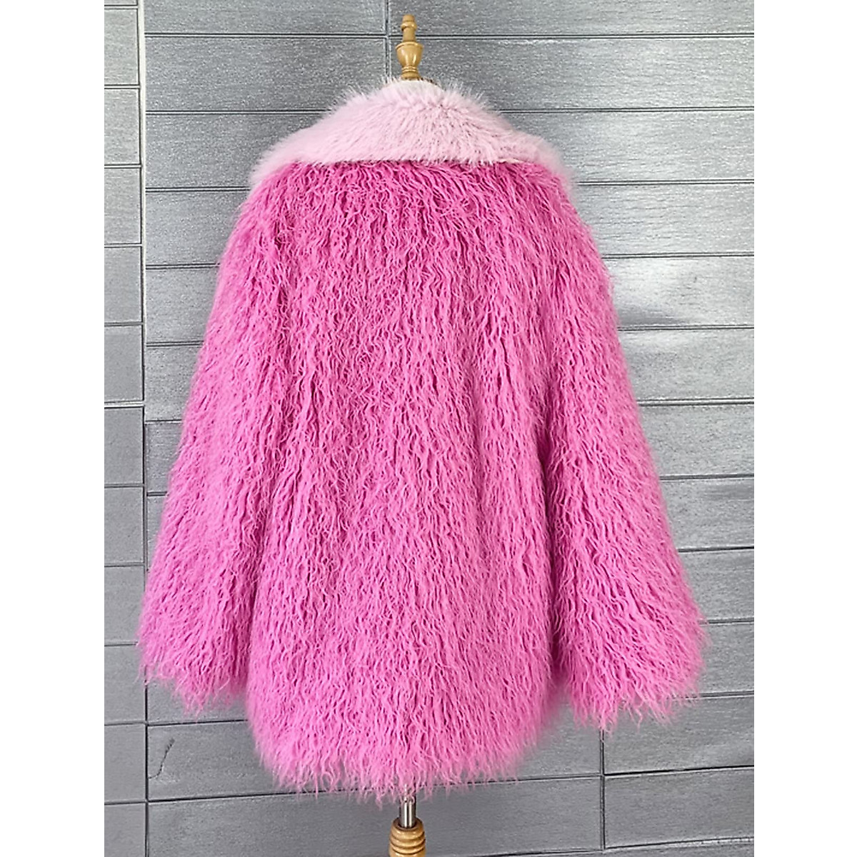 Vickstco Women's Fluffy Long Colorful Faux Fur Jacket Overcoat Warm Outwear Parka Coat Outwear