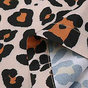 YOMXL Men Vintage Leopard Print Shirt Summer Beach Tee Lapel Collar Short Sleeve V-Neck Button Tops