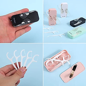 XANGNIER Portable Floss Dispenser,4 Pack Dental Floss Picks Dispenser,Dental Floss Portable Case,Automatic Floss Organizer for Women Men Teeth Cleaning