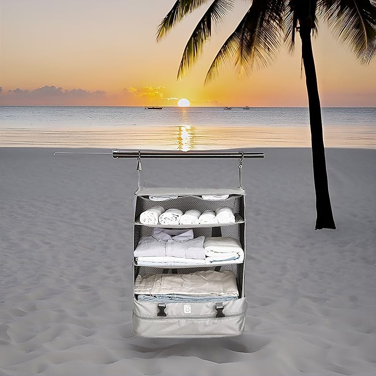 S3 THE BRAND Hanging Luggage Organizers for Suitcase - Collapsible Packing Cubes with Shelves Made for Easy Traveling, Great Organization System, Carry-on Luggage Closet - Large