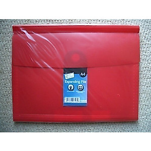 Red A4 Foolscap 6 Pocket Document Wallet Organiser Expanding File