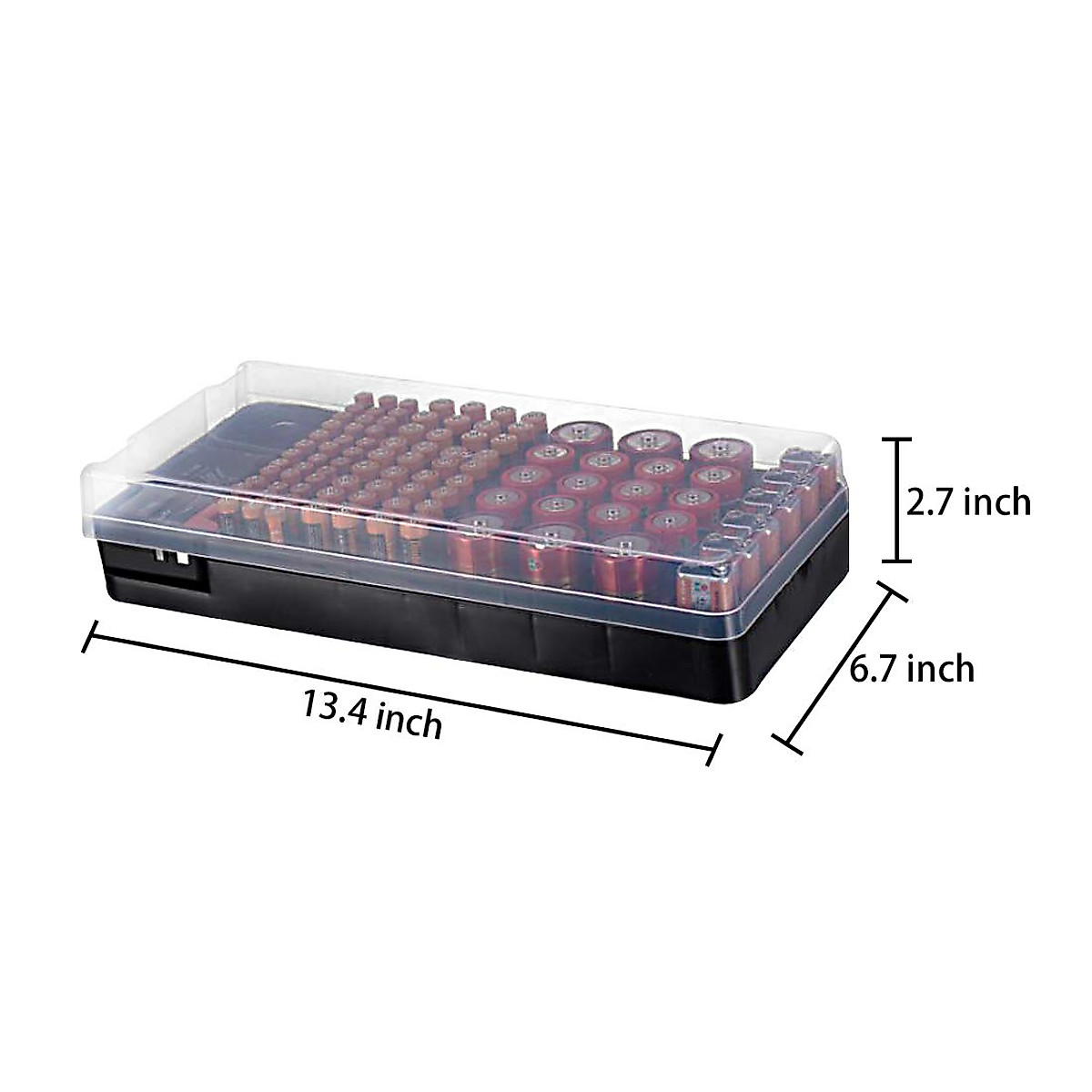 Battery Organizer Storage Case Holder with Tester Holds 98 Battery