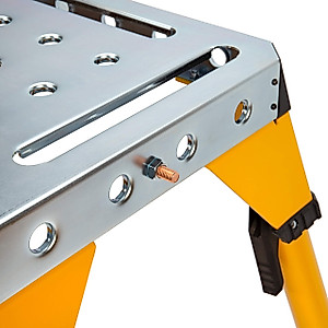 Dewalt Adjustable Height Portable Steel Welding Table and Work Bench, 18 x 46-inch Tabletop, Folding Legs, Carrying Handle, and Cord Minder