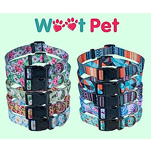 Dog Collar - Cute Dog Collar for Small/ Medium/ Large Dogs, Boy and Girl Dog Collars Soft Adjustable (Large (17"-22"), Leaves and Flower)