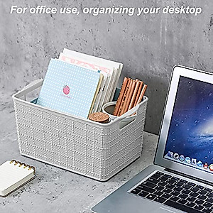 AYSUM 8 Pack Plastic Weave Basket, Plastic Baskets for Organizing, Plastic Storage Organizer Basket for Shelves, 10" x 6.5" x 5.5"