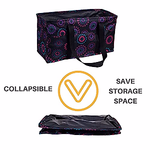 Pursetti Extra Large Utility Tote Bag for Women with 6 Exterior Pockets - Perfect as Beach Bag, Pool Bag, Laundry Bag, Storage Tote for Ballgame, Beach, Pool, and Home (Extra Large, Purple)