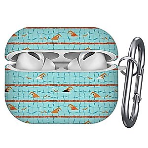Art-Strap Protective Case, Compatible with AirPods Pro - Shockproof Soft TPU Gel Case Cover with Keychain Carabiner Replacement for Apple AirPods Pro (People Swim Swimming Pool)