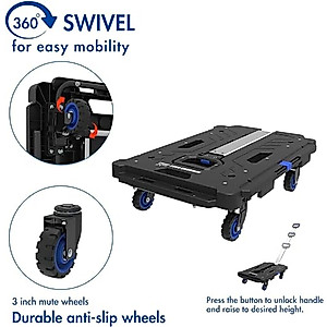 Platform Truck Heavy Platform Truck Pp Platform Hand Truck Load 300lbs Folding Push Cart Aluminum Moving Dolly Cart Portable Flatbed Cart Reliable