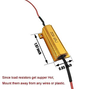 iBrightstar 50W 6ohm Load Resistors for Fix LED Bulb Fast Hyper Flash Turn Signal Blink Error Code