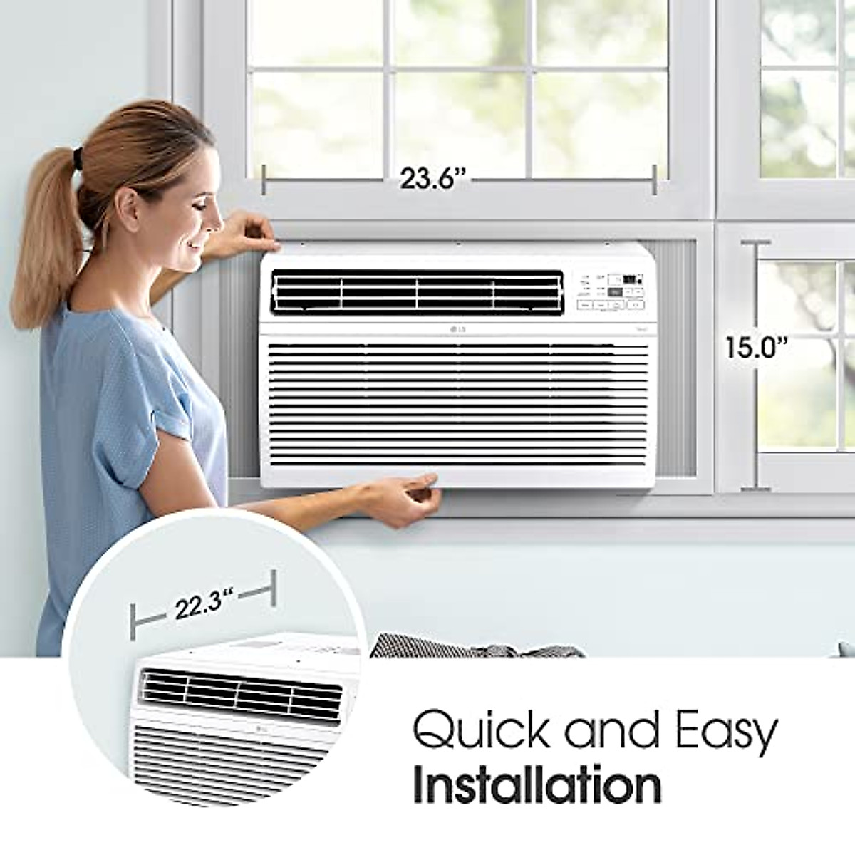 LG 14000 BTU Window Air Conditioners [2023 New] Remote Control WiFi Enabled App Ultra-Quite Washable Filter Cools 800Sq.Ft for Large Room AC Unit air conditioner Easy Install White LW1521ERSM1