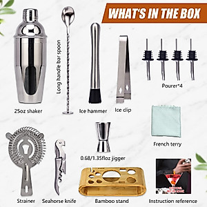 13 Pieces Cocktail Shaker Set Bartender Kit,Perfect Home Bartending Kit and Martini Cocktail Shaker Set for a Perfect Drink Mixing Experience