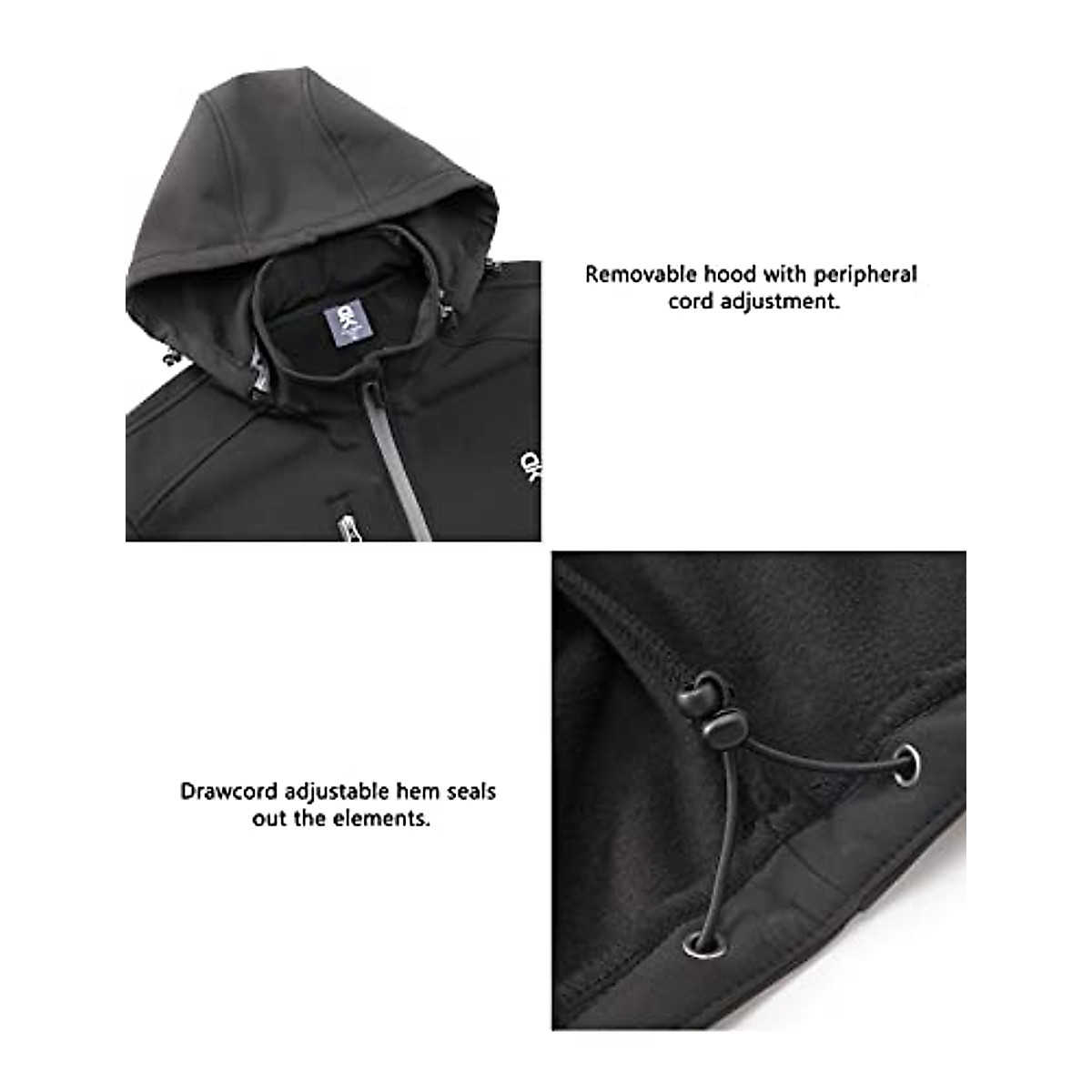 Little Donkey Andy Women’s Softshell Jacket, Ski Snowboarding Jacket with Removable Hood, Fleece Lined and Water Repellent Black M