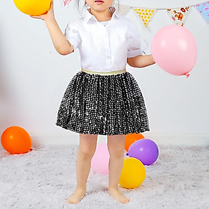 KEREDA Toddler Girls Layered Tutu Skirt Sparkling Sequin Tulle Dance Skirts 6-8 Y Black