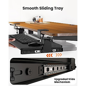 ErGear Keyboard Tray Under Desk, Corner Keyboard Tray with 45° Adjustable C Clamp for L Shaped Desk, Under Desk Keyboard Tray Slide Out, Computer Keyboard & Mouse Tray, 26.38" W x 11.61" D, Black