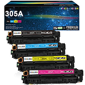 4-Pack Compatible HP 305A Black,Cyan, Magenta, Yellow Toner Cartridges Works with Laserjet Pro 400 Color M451dn M451nw M451dw MFP M475dw M475dn Pro 300 M375nw