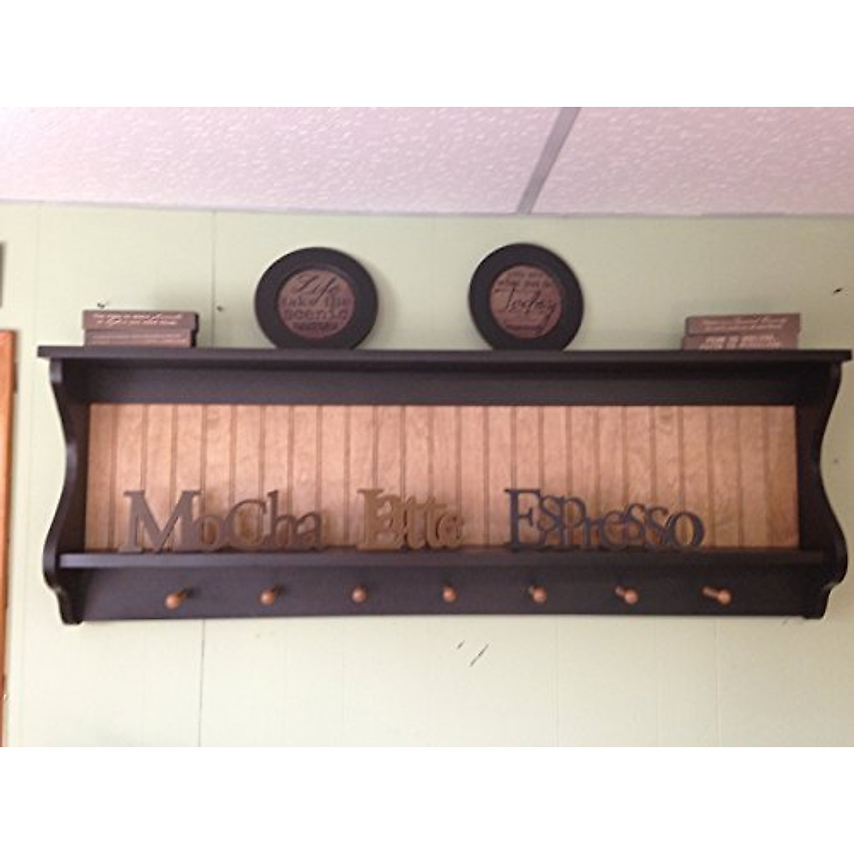 Primitive Plate Rack Wall Shelf Country Wood Display Plate and Bowl Rack Shaker Shelf