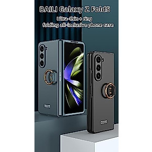 BAILI Case for Samsung Galaxy Z Fold 5,Galaxy Z Fold 5 Case with Ring and 360° All-Round Protection Slim Hard PC,Military Grade Drop Protective Cover for Samsung Galaxy Z Fold5-Black