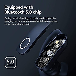 HYKU Wireless Earbuds,Bluetooth 5.0 in-Ear Headset with Mic,Noise Cancelling TWS Earphone with Charging Case,Touch Control Stereo Bass Headphones for Sports and Music (Blue)