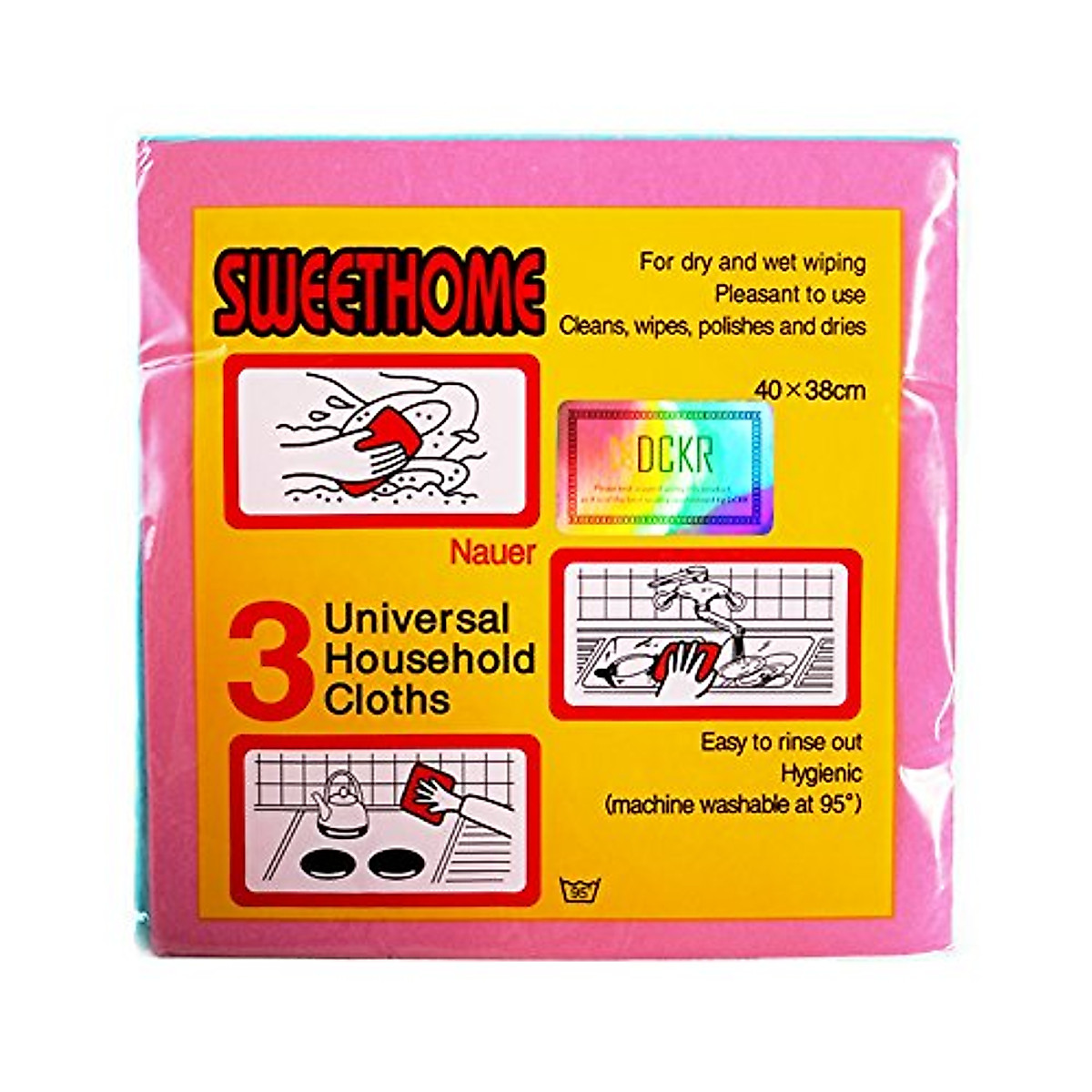 DCKR No Mildew Smell with Kitchen Dishcloth 15 x 15 Set of 3, Multi-use (with Machine) Cleaning Wash Dish Cloths of Viscose Fabrics Scour Side, Super Absorbent Quick-Drying