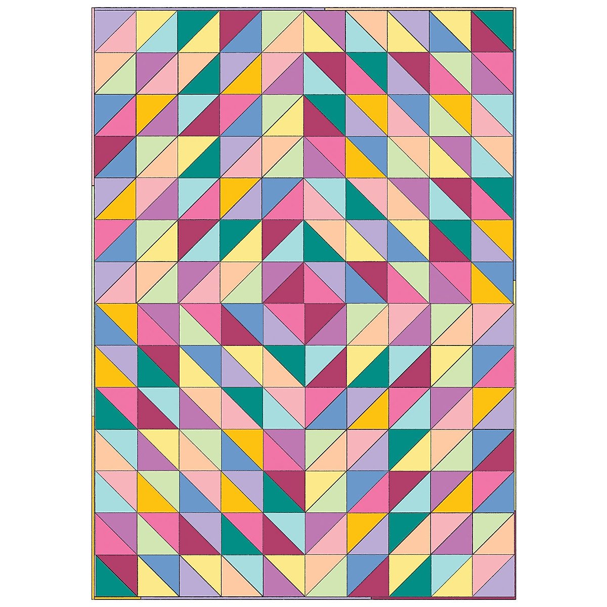 Connecting Threads Beginner Lap Throw Quilt Kit (40.5" x 56.5") - Half-Square Triangle Fun (Rainbow)