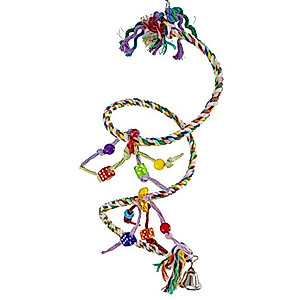 Bonka Bird Toys 1959 Small Charm Rope Boing Coil Swing Bird Toy Parrot cage pet Stand Perch Cockatiel Parakeet Play chew Aviary Bungee Accessories Colored Playground