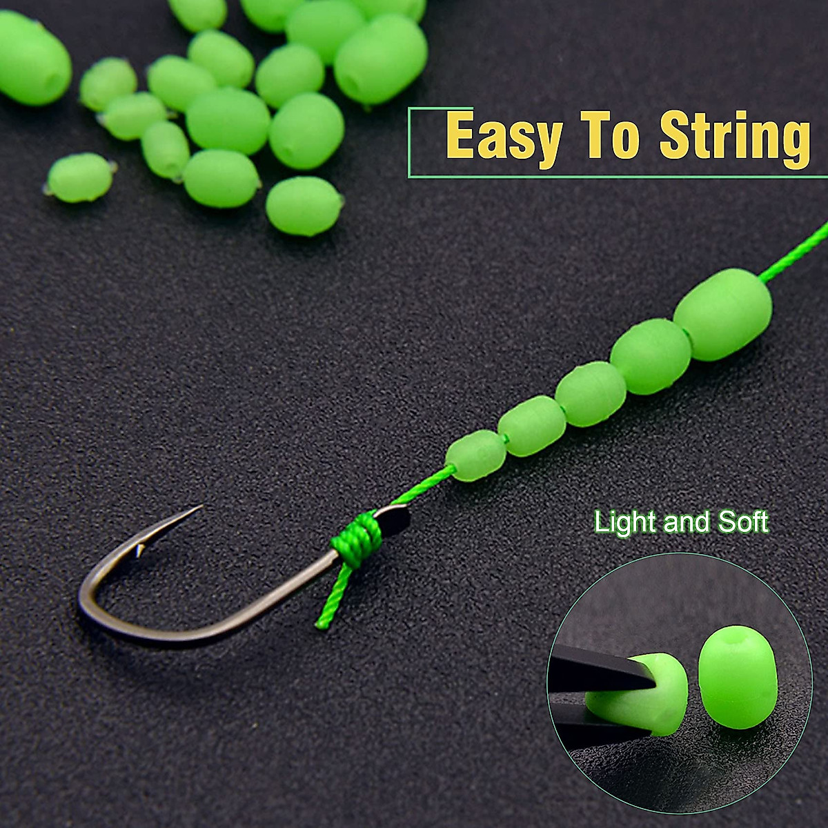 BLUERICE 100pcs Luminous Fishing Beads, Soft Plastic Fishing Bait Eggs Fishing Tackle Tools Fishing Luminous Balls for Saltwater Freshwater