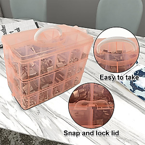 lukar 3-Tier Stackable Storage Container with 30 Adjustable Compartments Craft Storage/Craft Organizers and Storage Bead Organizer Box Art Supply Organizer