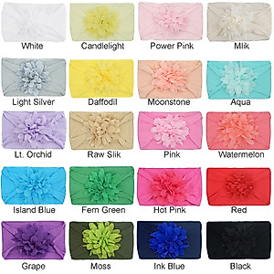 DED 20 Pcs Baby Girls Nylon Headbands 3.15 Inch Chiffon Flower Soft Stretchy Hair Band Hair Accessories for Newborns Infants Toddlers